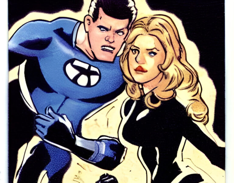 Reed Richards and Sue Storm of the "Fantastic Four" Outline a ...